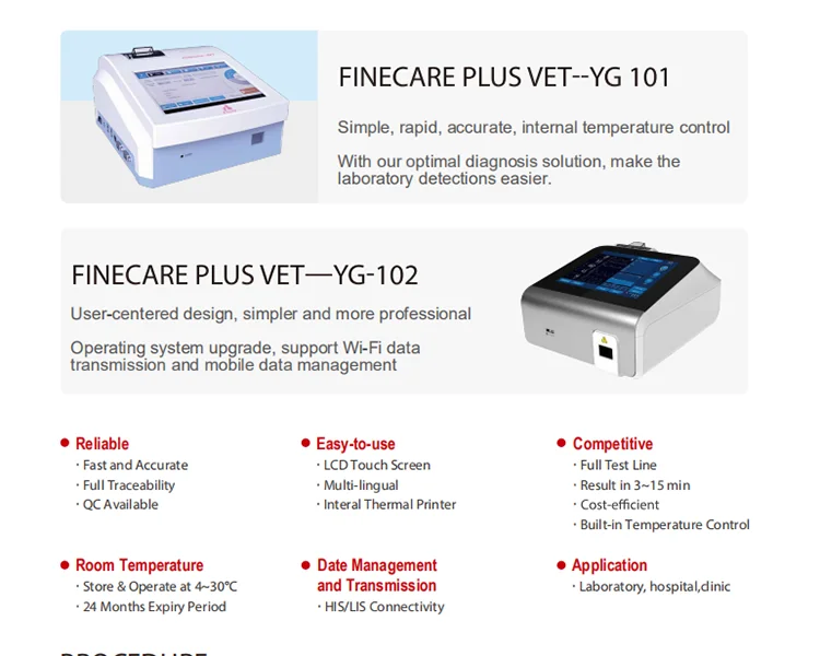 Finecare Vet POCT Diagnostic Device Pet Canine Feline Cprog Test ...