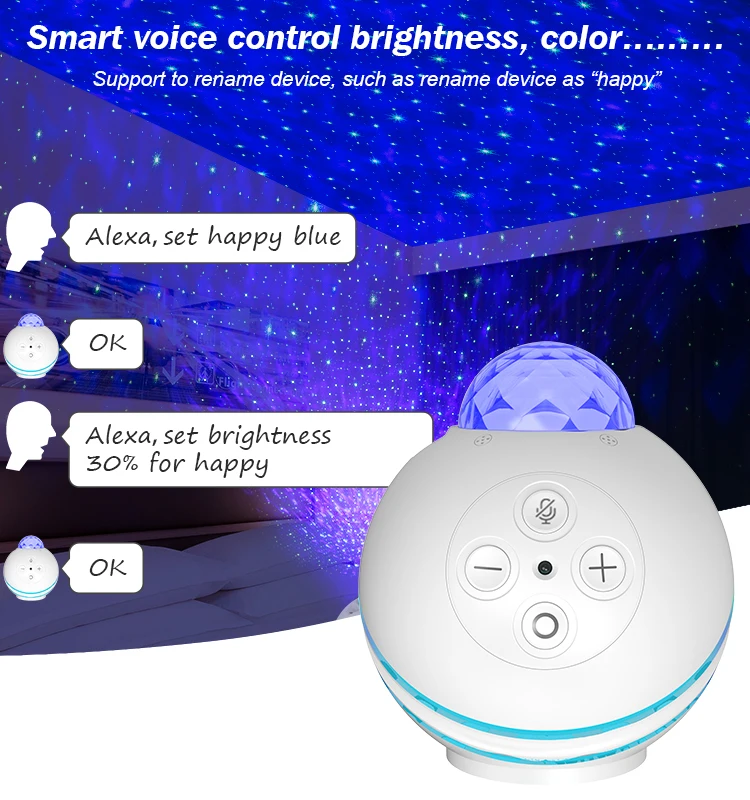 Smart Alexa Voice Control Ambient Night Light Galaxy Projector