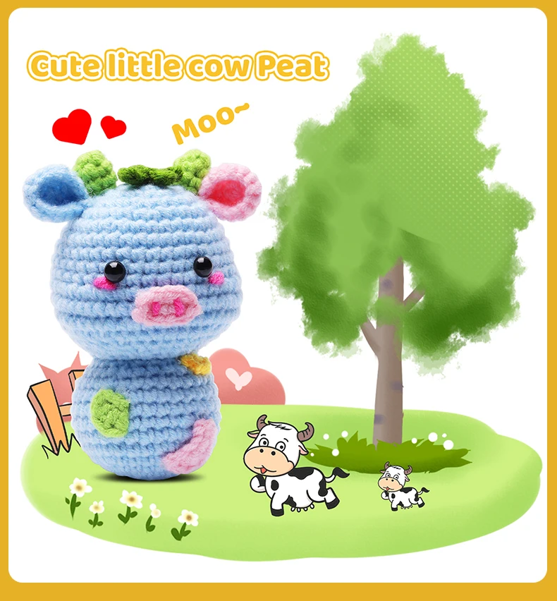 Diy Aluminum Crochet Kit Crochet Set Sewing Kit Animal Cow Crochet Kit ...