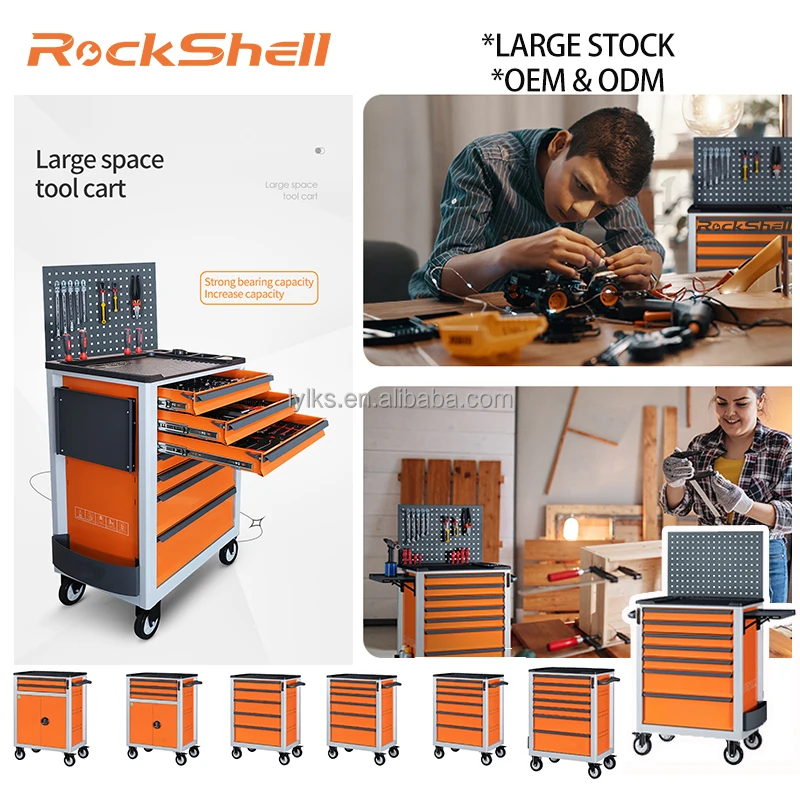 Orange Iron Metal Collapsible Tool Trolley with Lock OEM & OBM ...