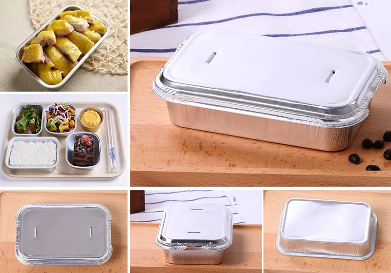 Takeaway Rectangular Disposable Aluminum Foil Airline Food Container ...
