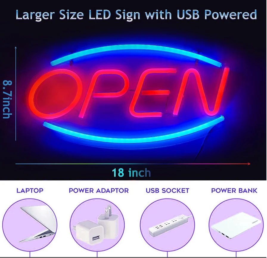 Novel Advertising Signboard Acrylic Neon Light Usb Powered Custom Led Open Neon Sign for Wall ...