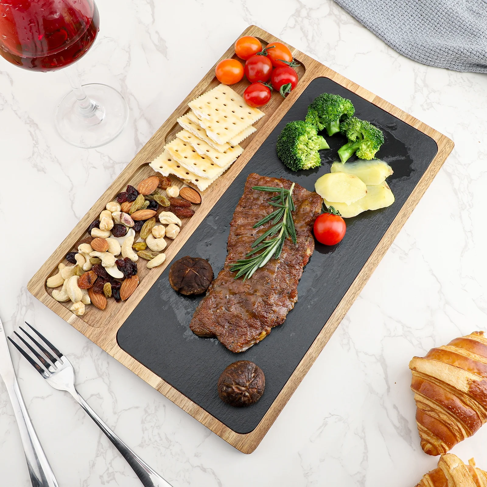 Acacia Natural Slate Plate Western Restaurant Steak High-end Plate ...