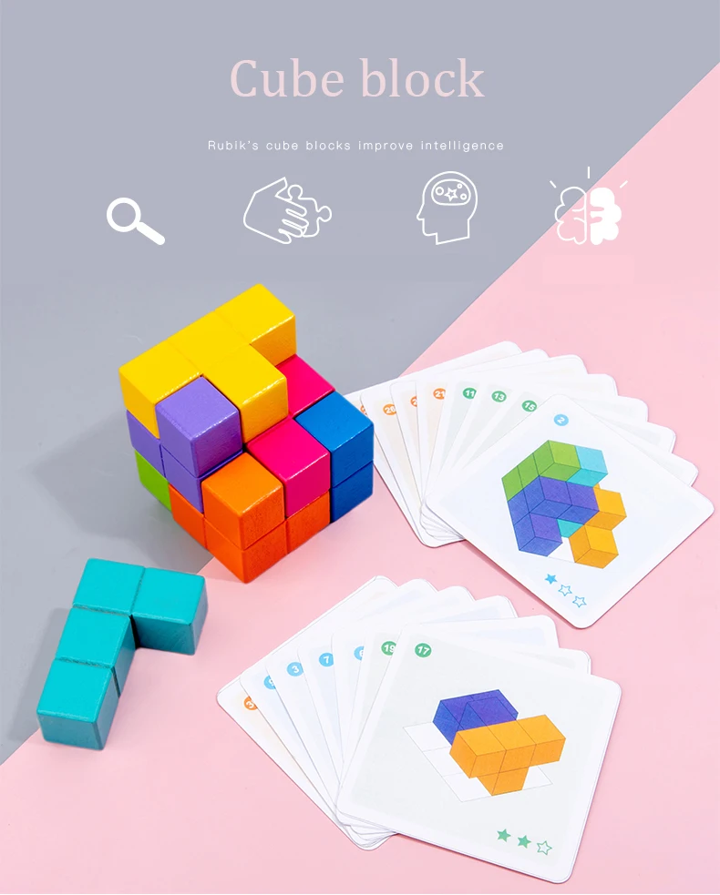 Wooden Cube Space Logical Thinking Training Building Blocks Parent ...