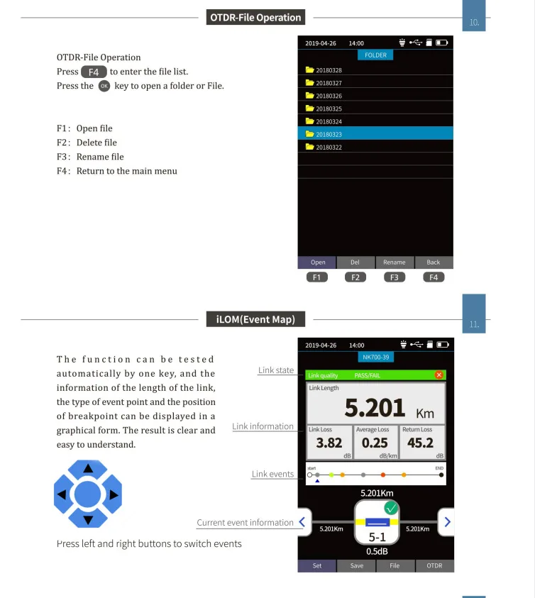 FTTH 60km Smart OTDR 1310nm/1550nm Handheld Fiber Optic Tester