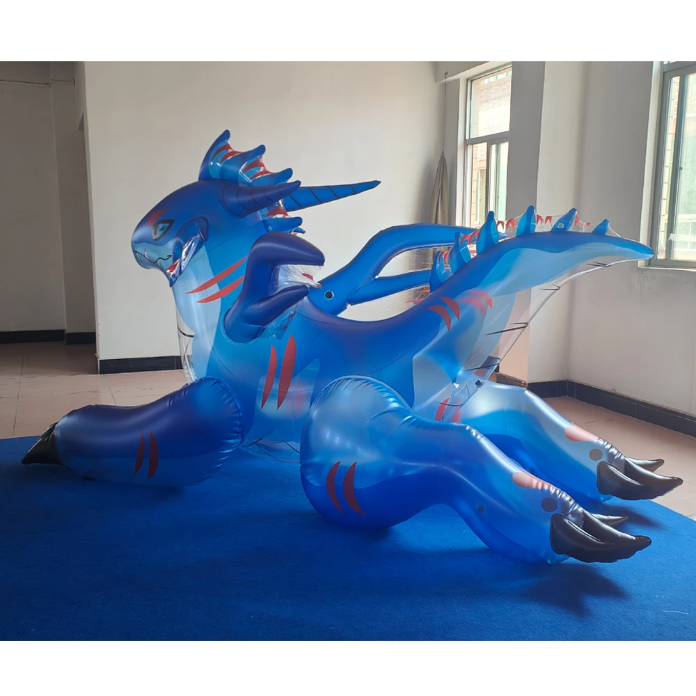 Beile Inflatable Cartoon PVC Transparent Blue Dragon Toy