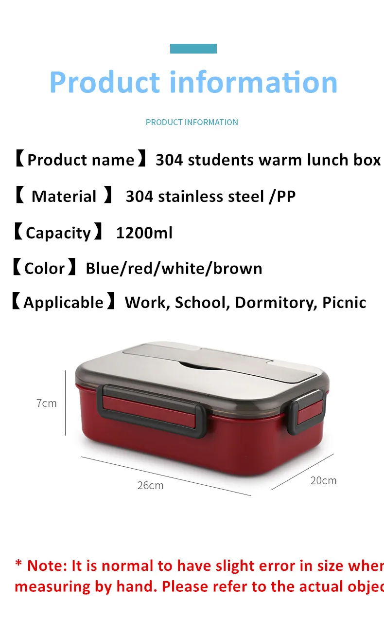 304 Stainless Steel Thermal Insulation Lunch Box Children's Lunch Box Student Food Storage ...