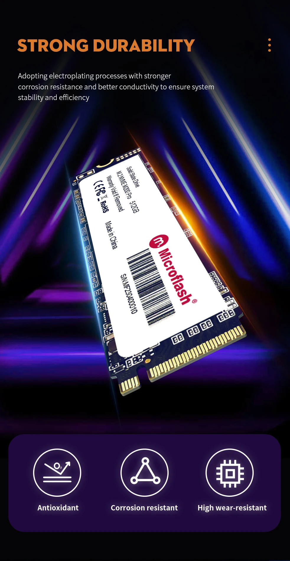 Microflash 128gb 256gb 512gb 1tb 2tb M2 M.2 2280 Pcie 3.0 3x4 Nvme ...