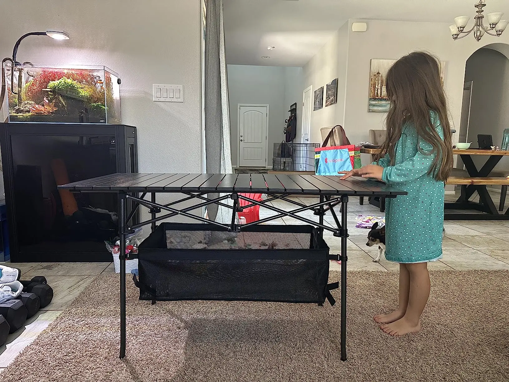 Custom Portable 4FT Outdoor Dining Picnic Foldable Table Metal Black Aluminium Portable Camping ...