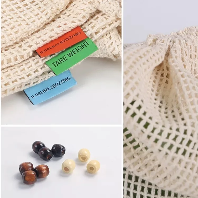 100% Biodegradable Organic Cotton Fruit Mesh Grocery Shopping Bag Mesh ...