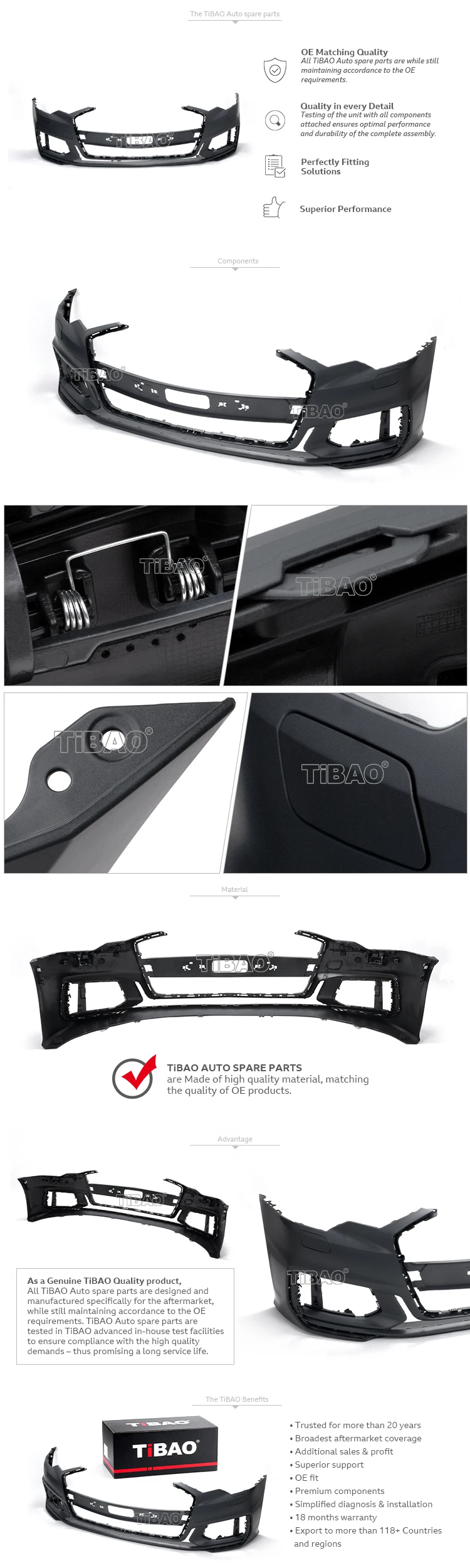 Tibao Auto Body Part Front Bumper Spare Part For Audi A6 C6 Avant 2004 ...