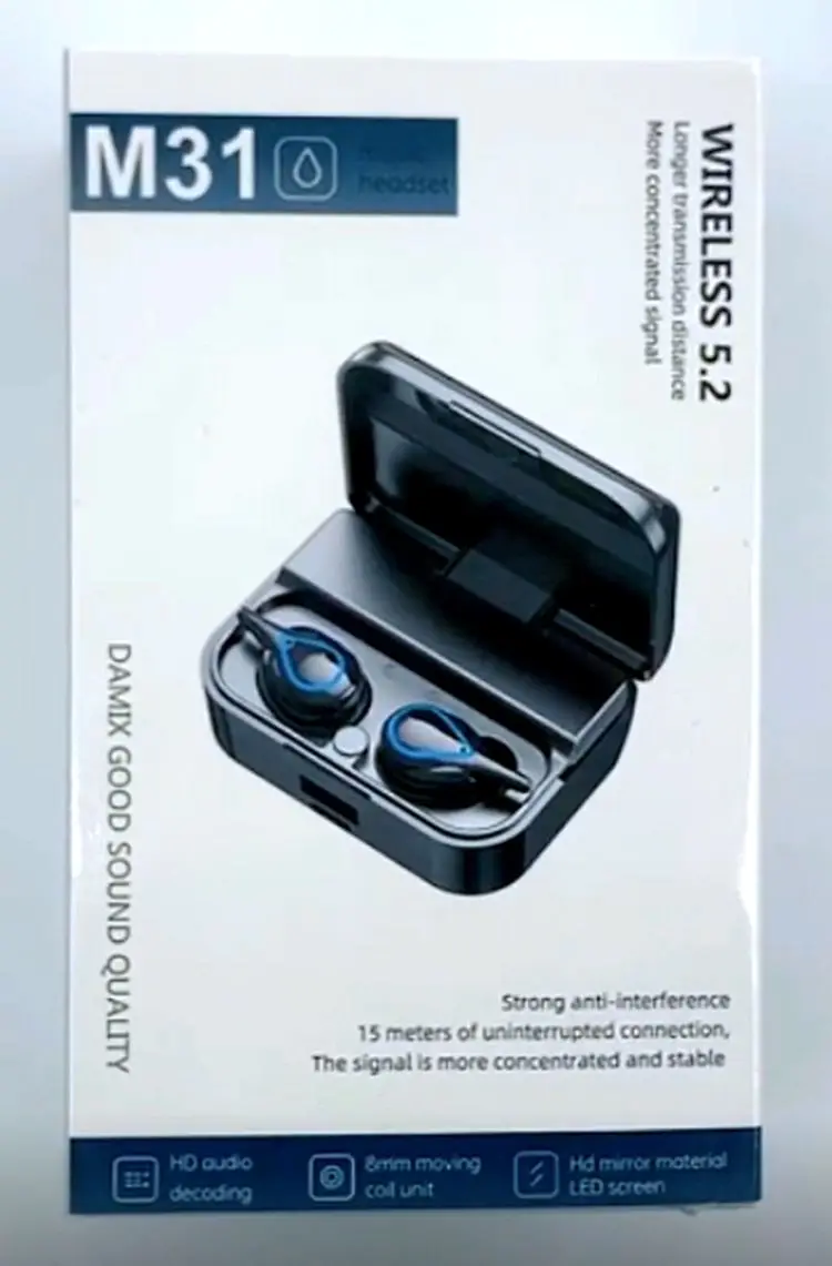 2022 M31b Hd Mirror Tws Bt 5.2 Wireless Earbuds Power Digital Display ...