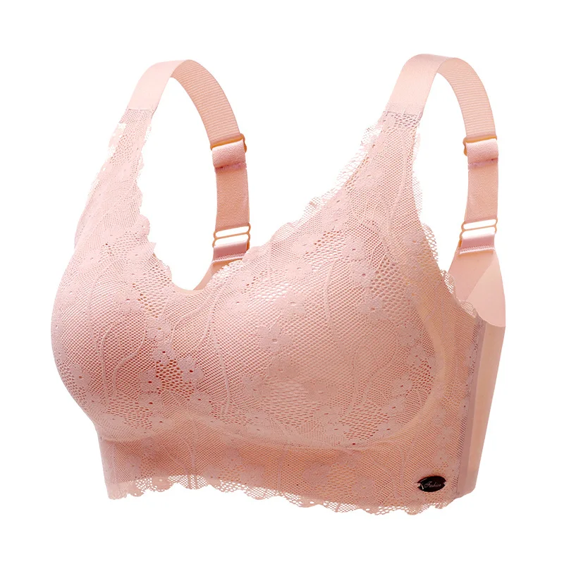 Seamless Underwire Lace Large Cup Jelly Bras Women's Thin Lace Solid ...