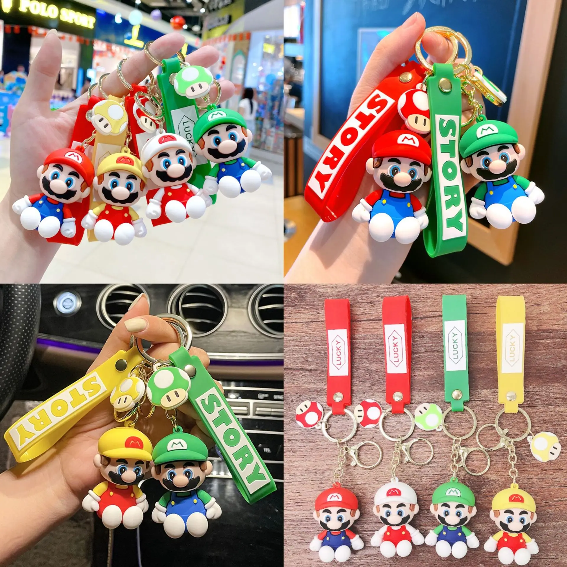 Hwl Cartoon Cute Super Mario Game Mario Bros Keychain Custom Pvc Key ...