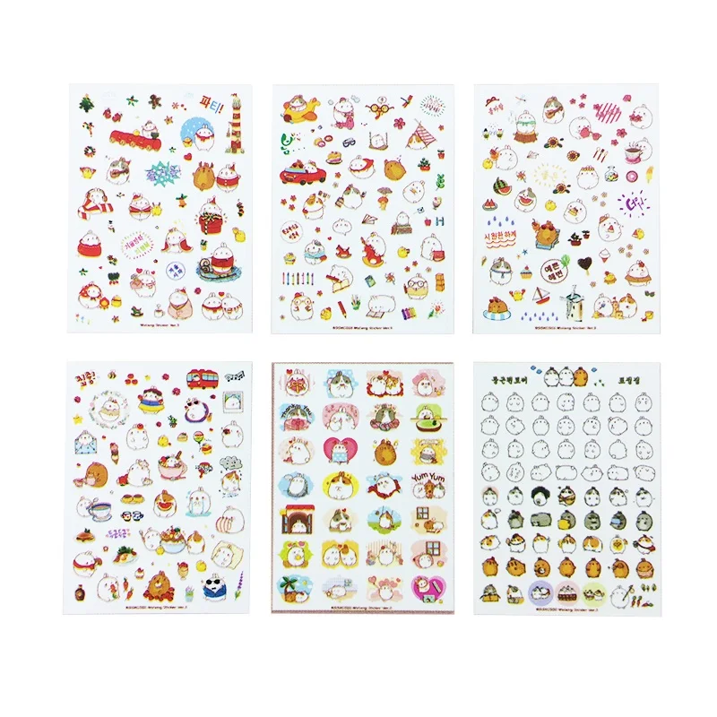 6 Sheet/pack Cute Cartoon Paper Stickers for Scrapbooking