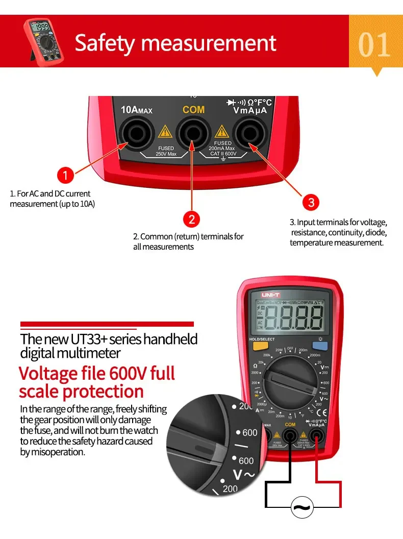 Uni T Ut33a Ut33b Ut33c Ut33d Digital Multimeter Auto Range Palm