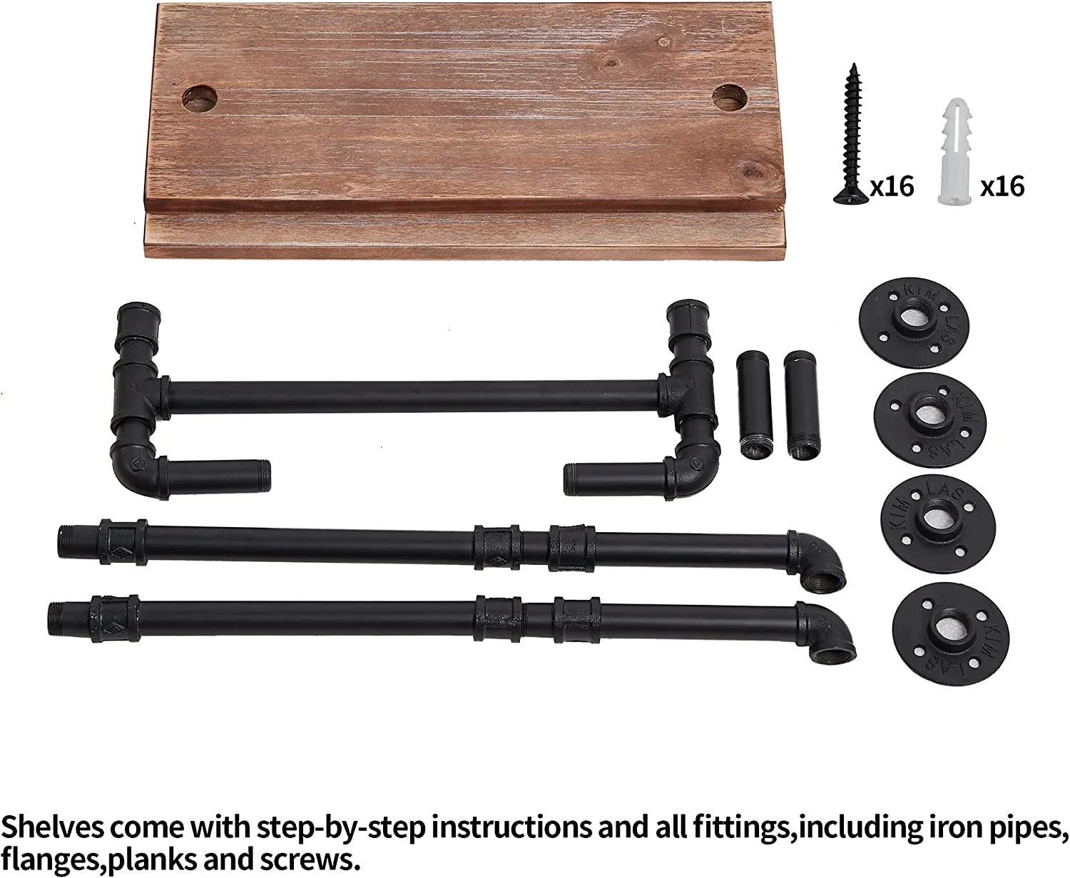 Rustic Steampunk Metal Floating Fitting Rack - Wall Mounted