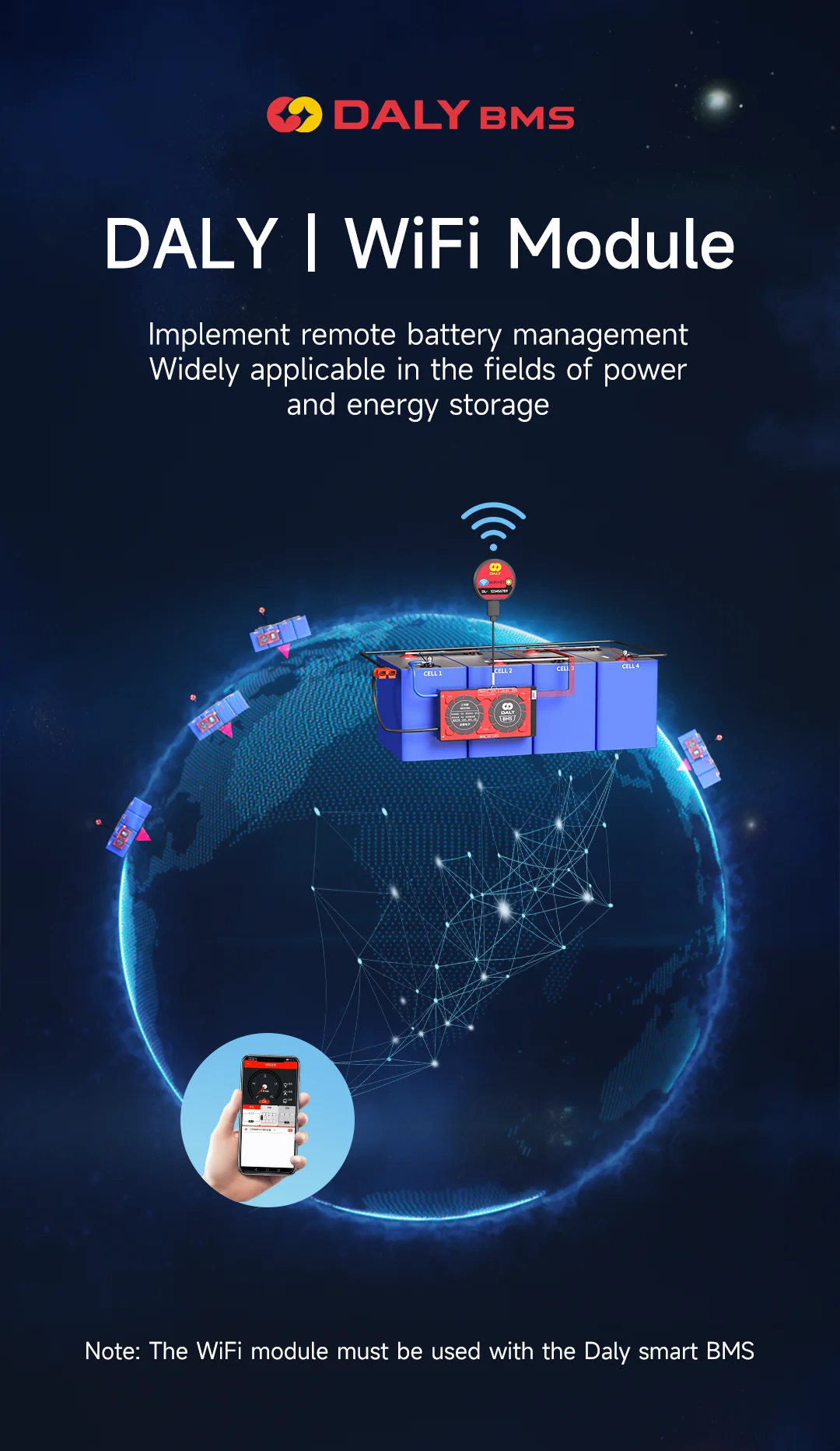 Daly Accessories For Smart Bms Wifi Bt Module Lcd Display Li-ion ...