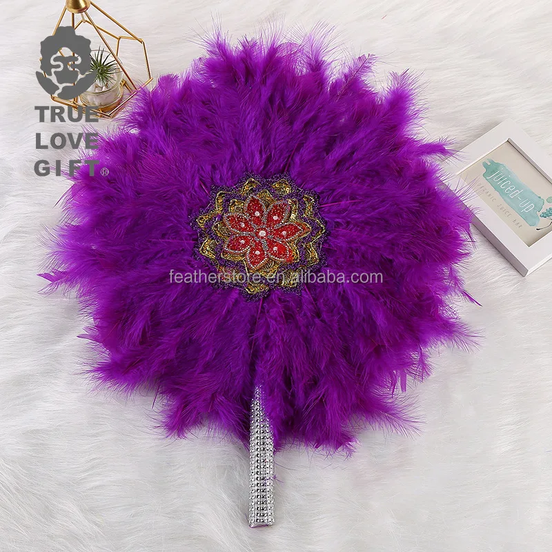 Western African Wedding Dress Party Bride Marabou Feather Hand Hold Fan ...
