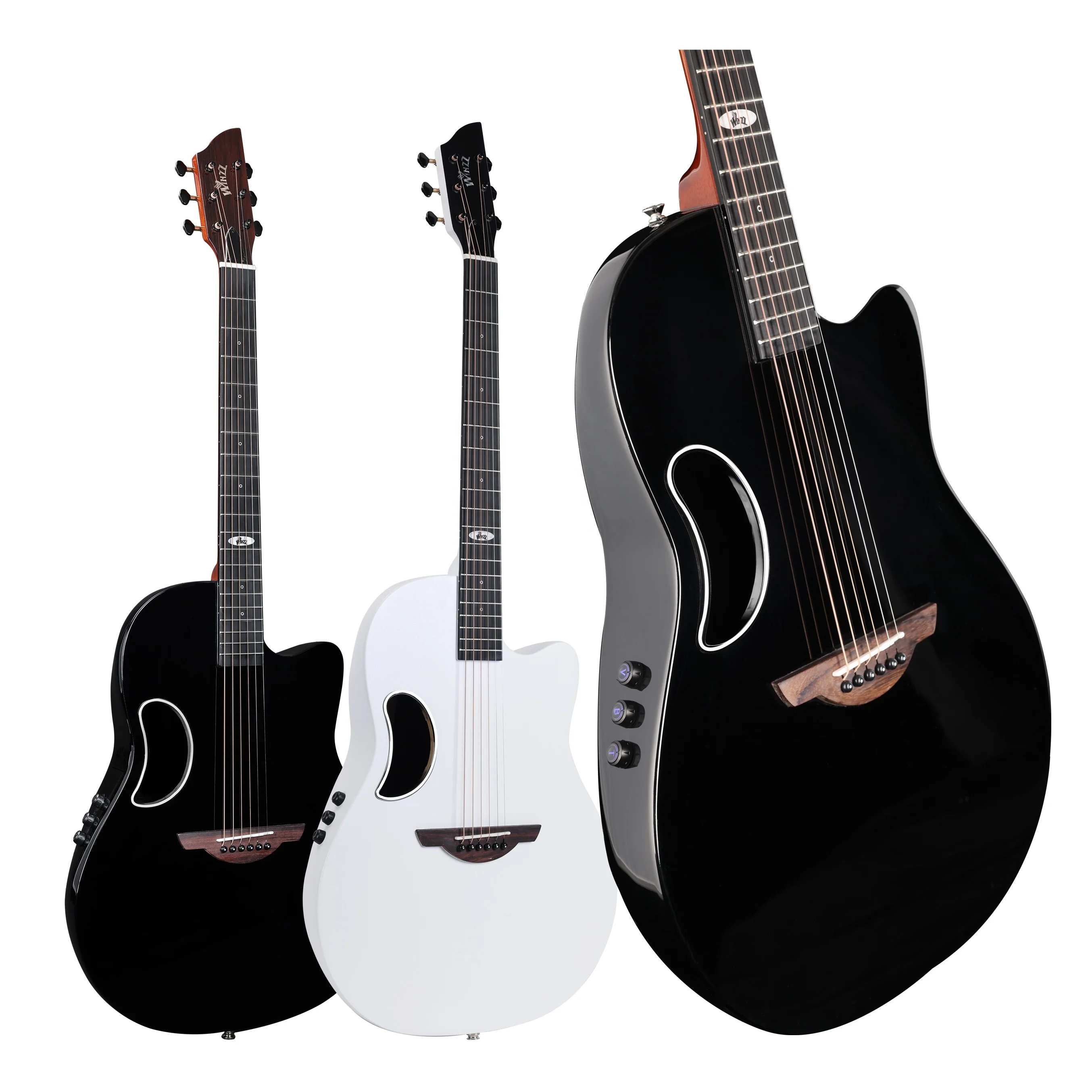 Winzz Carbon Fiber 41" Cutaway Round Back Acoustic Guitar - Solid ...