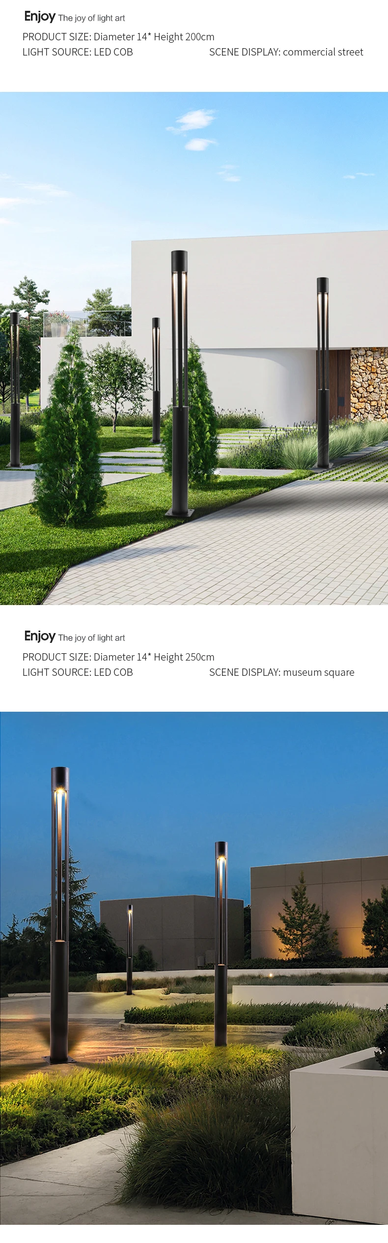 Outdoor LED Pole Lights for Park and Garden - IP65 Waterproof