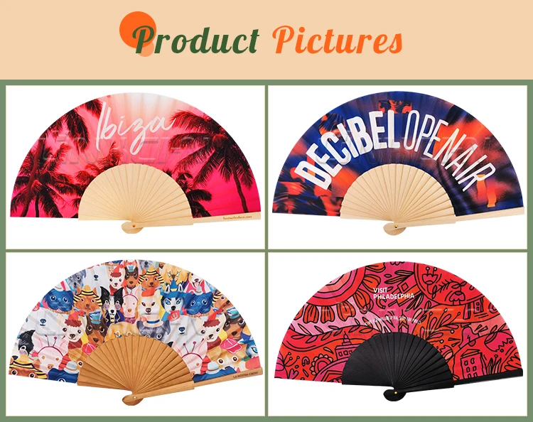 Hand Fan Handcrafted Spanish Cotton Fabric and Wood Includes Protective ...