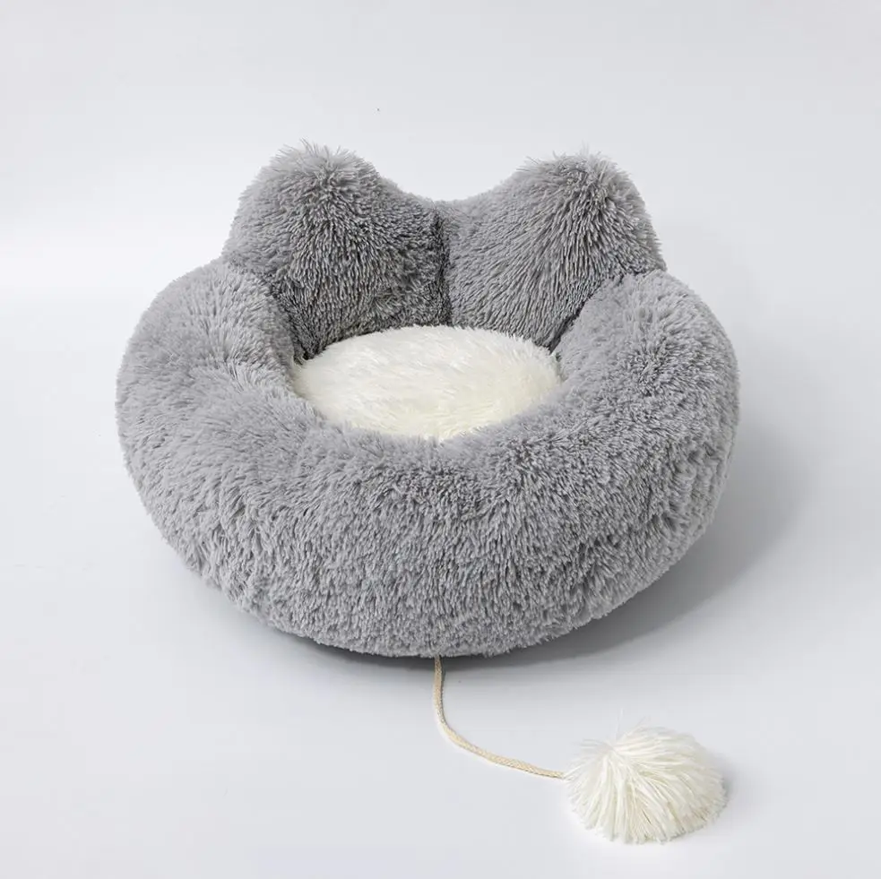 Wholesale Plush Cat Bed With Toy Soft Warming Cozy Cat Dog Bed Washable ...
