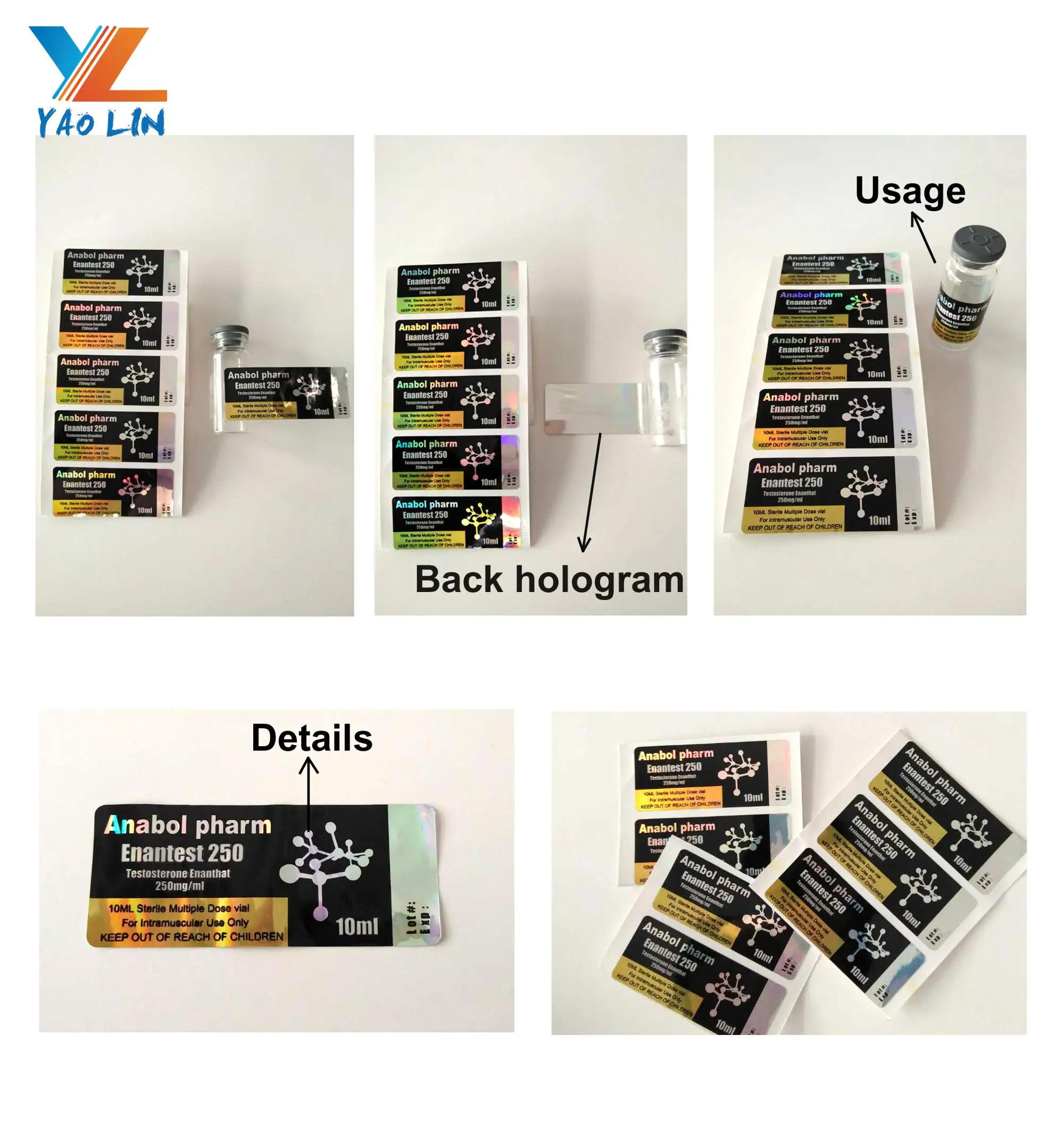 Custom Liquor Intramuscular Injection 10ml Vial Labels For Steroid ...