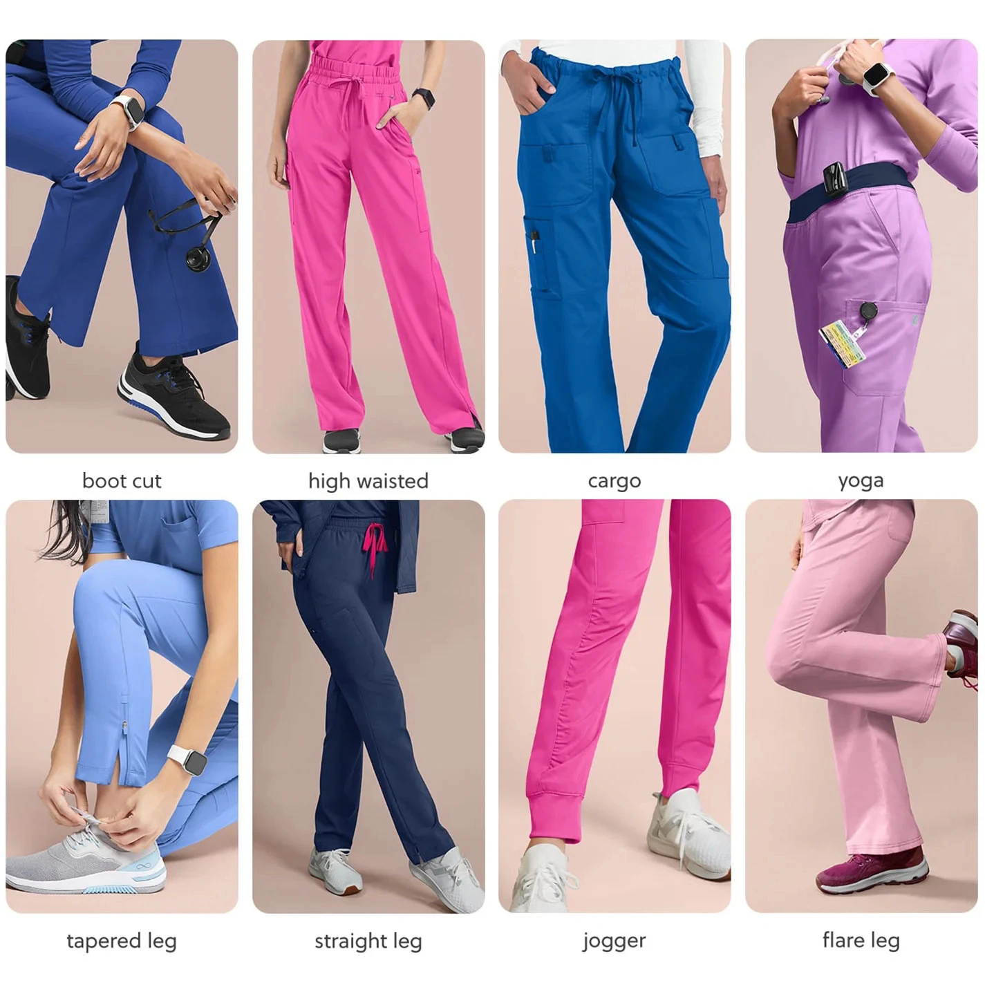 High Waist Nurse Uniform Sets with Straight Pants Medical Scrub ...