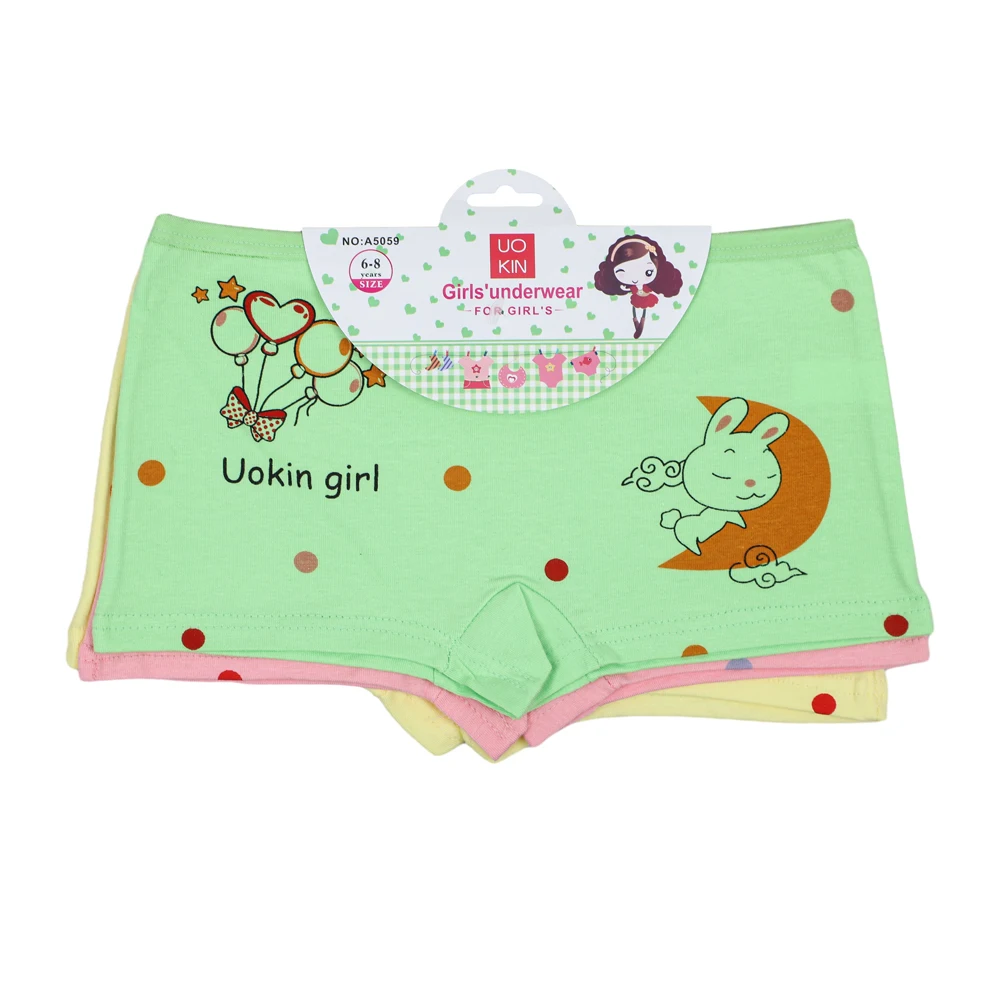 UOKIN Cute Cartoon Boxers for Girls 4-10 Years Cotton Underwear Shorts ...