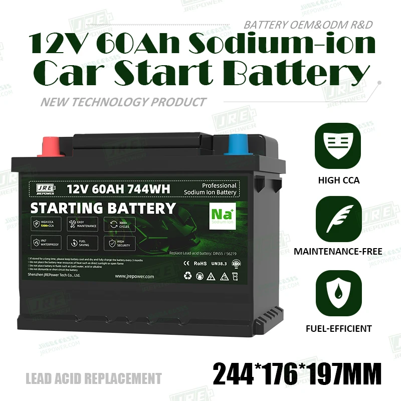12.4V 60ah Sodium-Ion Battery - High CCA for Boats & Vehicles