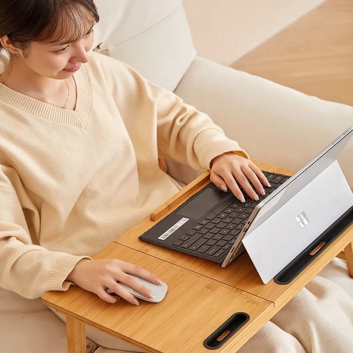 BAMBKIN Computer Desk Bed Nature Color Portable wooden Bamboo Computer ...