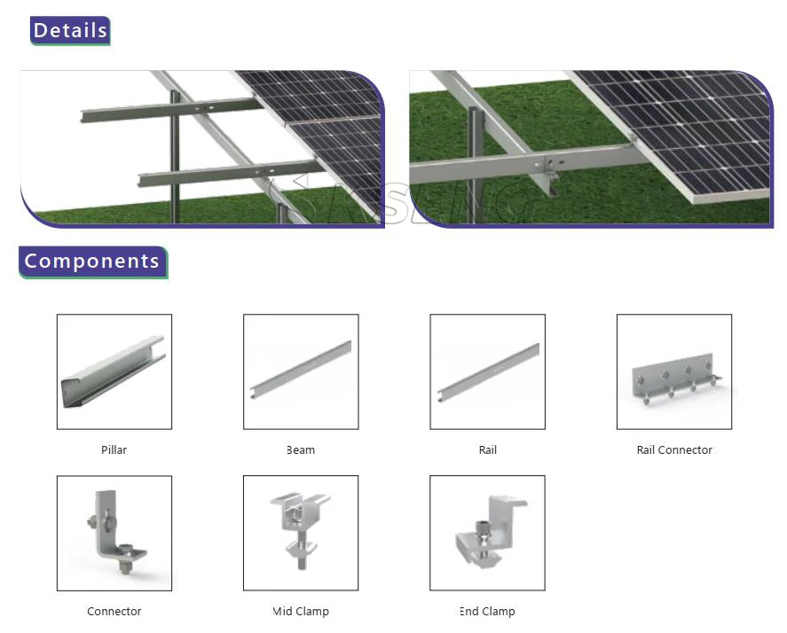 Galvanized Steel Pole Mounting PV Module Structure Solar Panel Ground ...