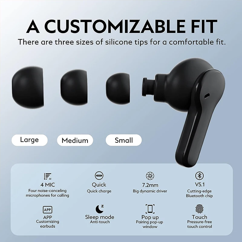 QCY T13 True Wireless Earbuds - Active Noise Cancellation