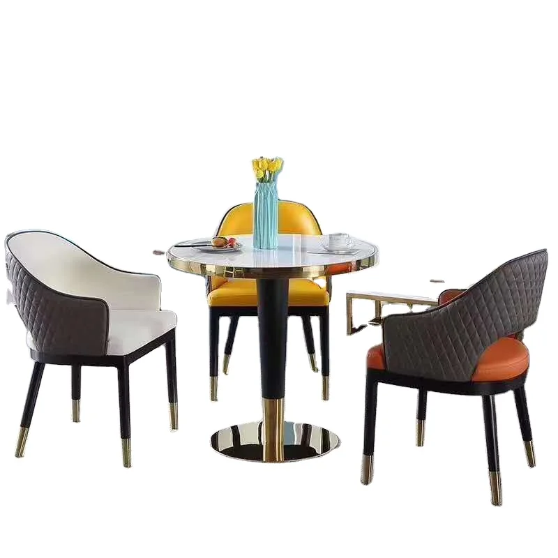 Cheap round dining table set 4 seater modern marble coffee shop Dining ...