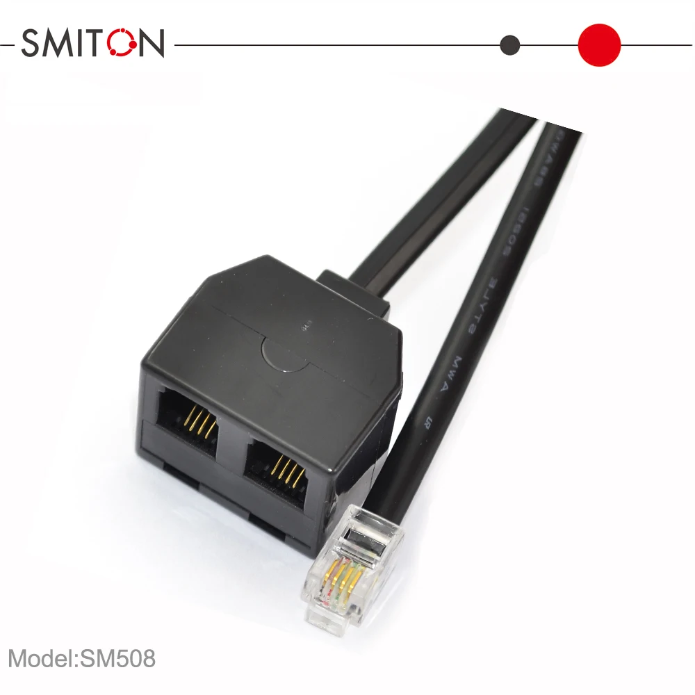 Black Color Rj9 Adapter 4c Male To 2 Female Telephone Rj9 Connector ...