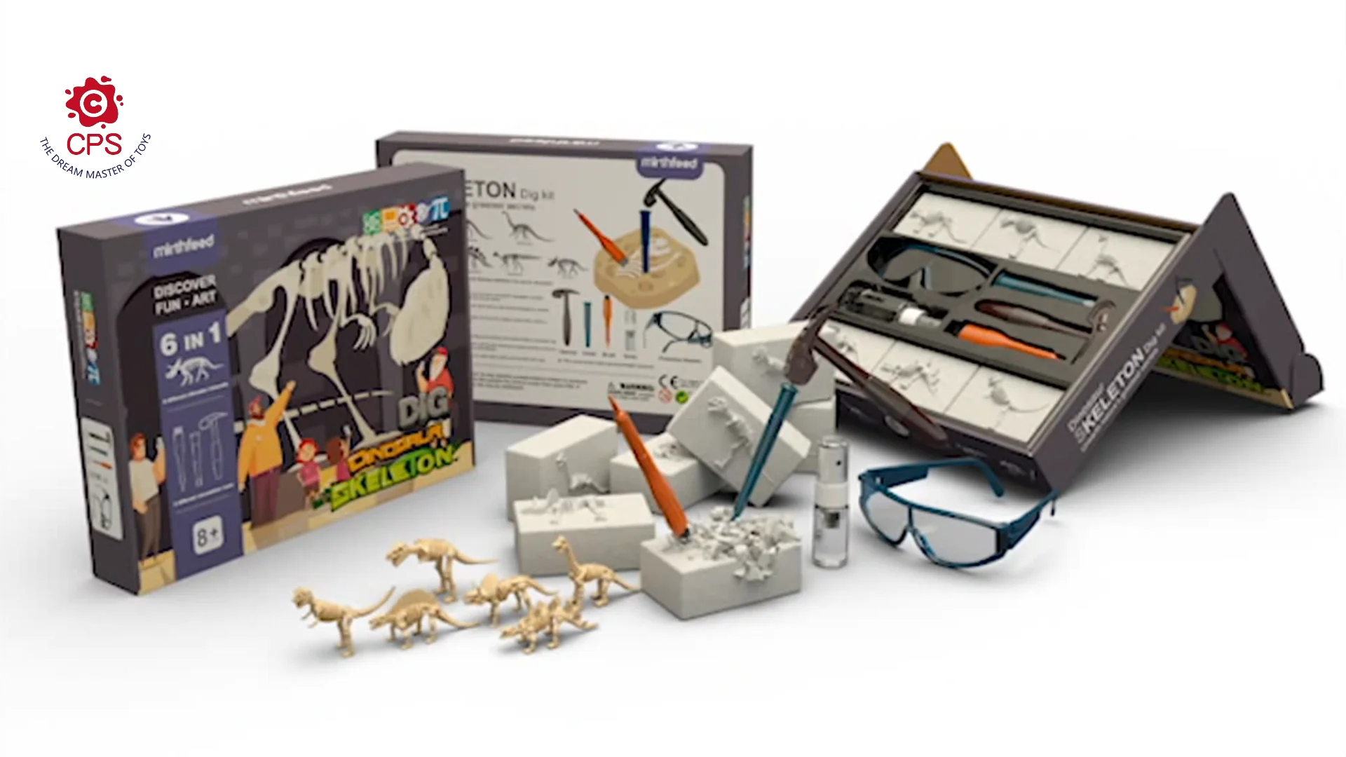 Dinosaur Skeleton Set Fossil Digging Kit Model Educational Realistic ...