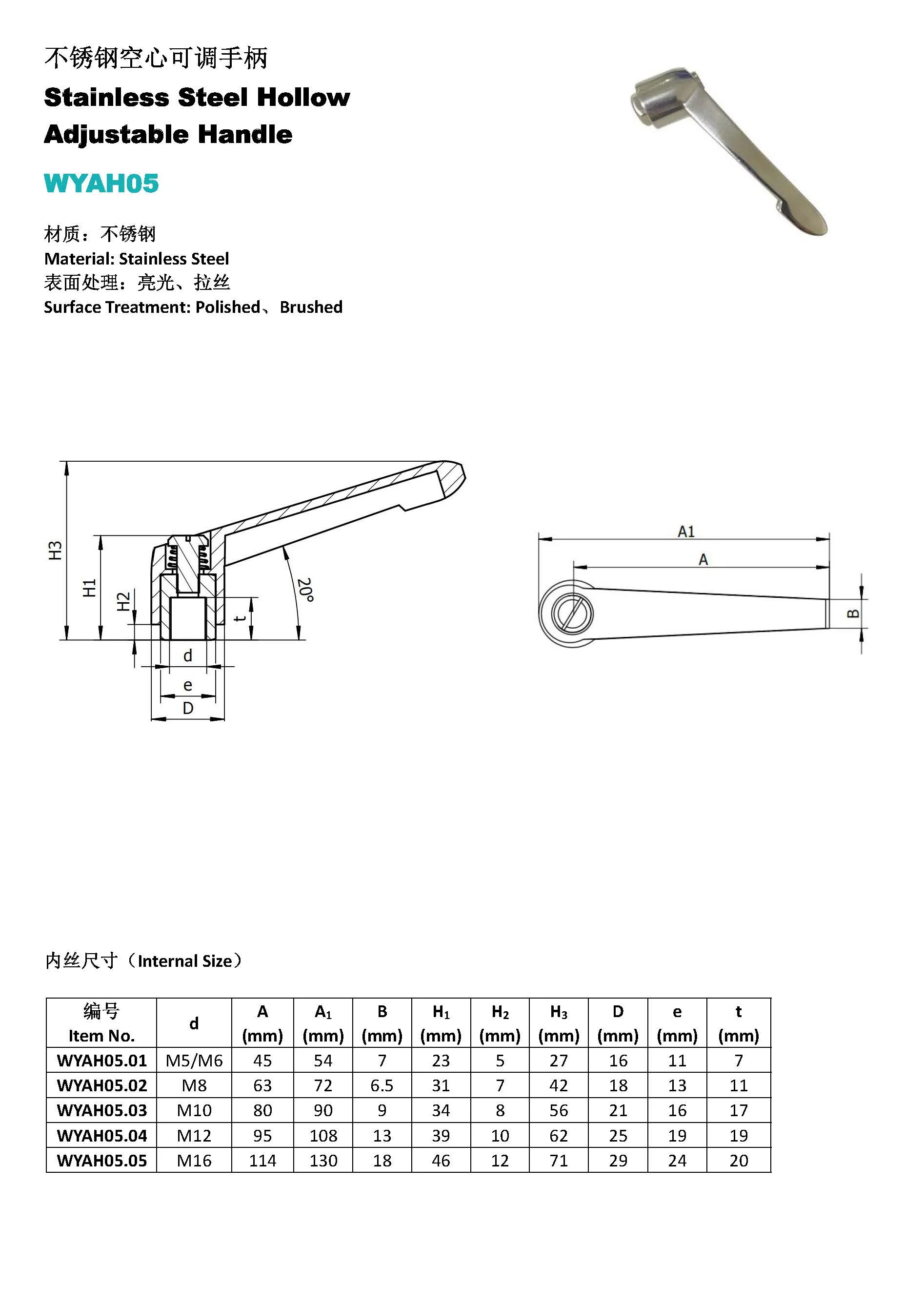Stainless Steel Adjustable Levers for Machine Handles