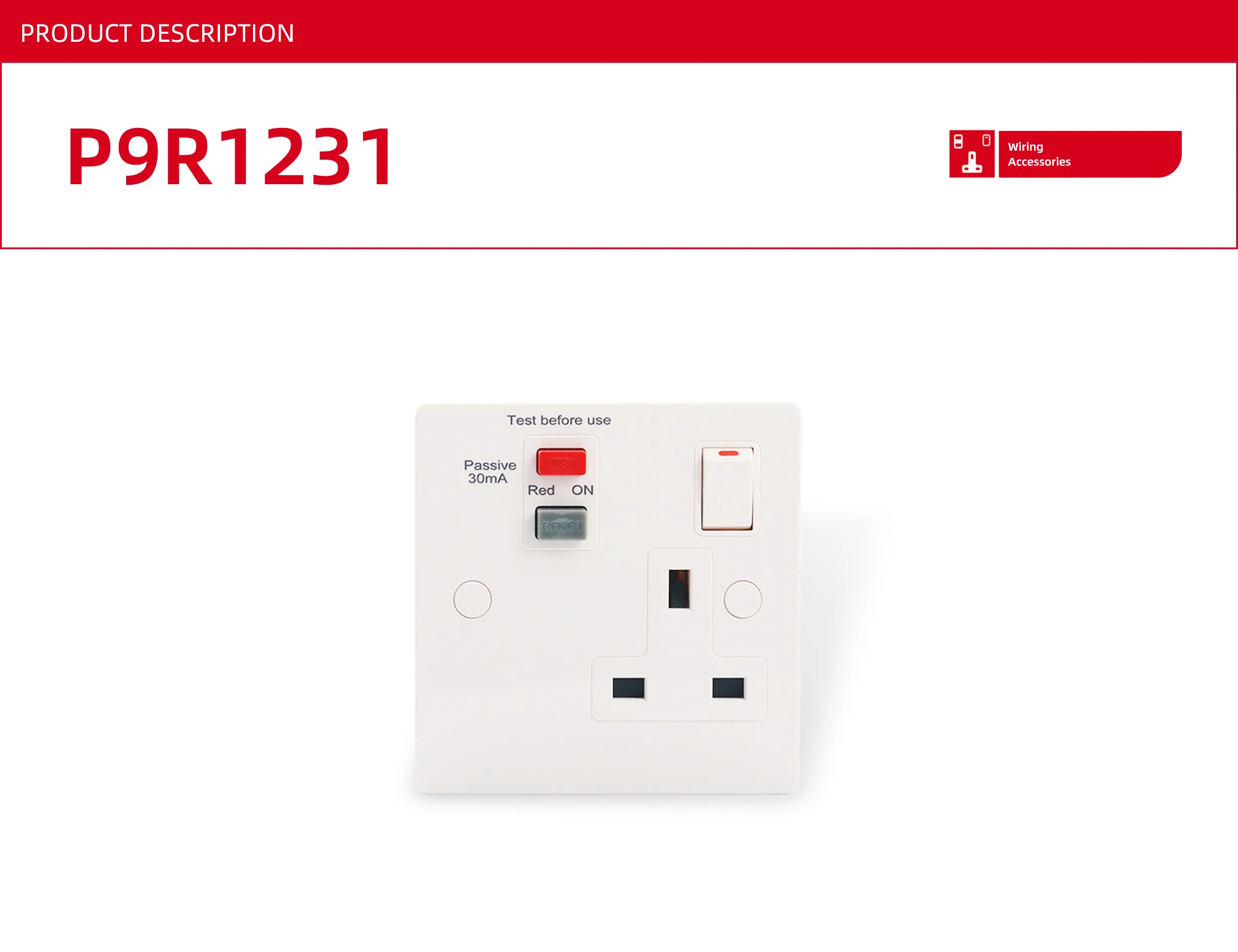 Wall RCD Socket 13A British RCD Socket UK Socket 30mA 86x86mm Max Load ...