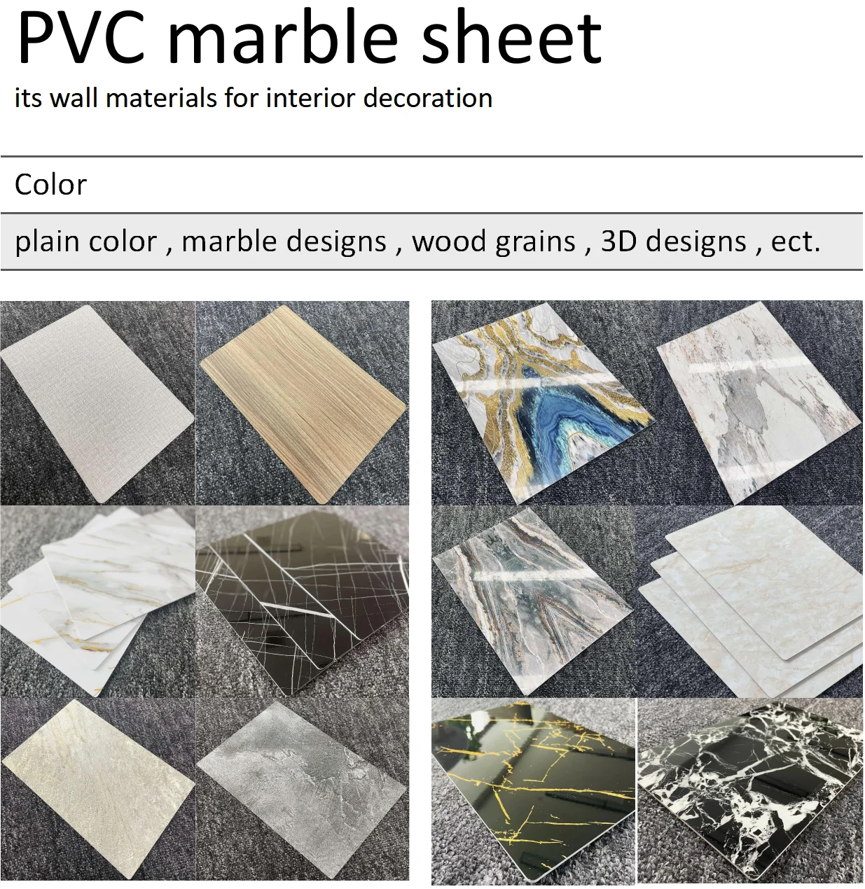 Modern 3D Marble PVC Sheet Waterproof Fireproof and Moisture-Proof for ...