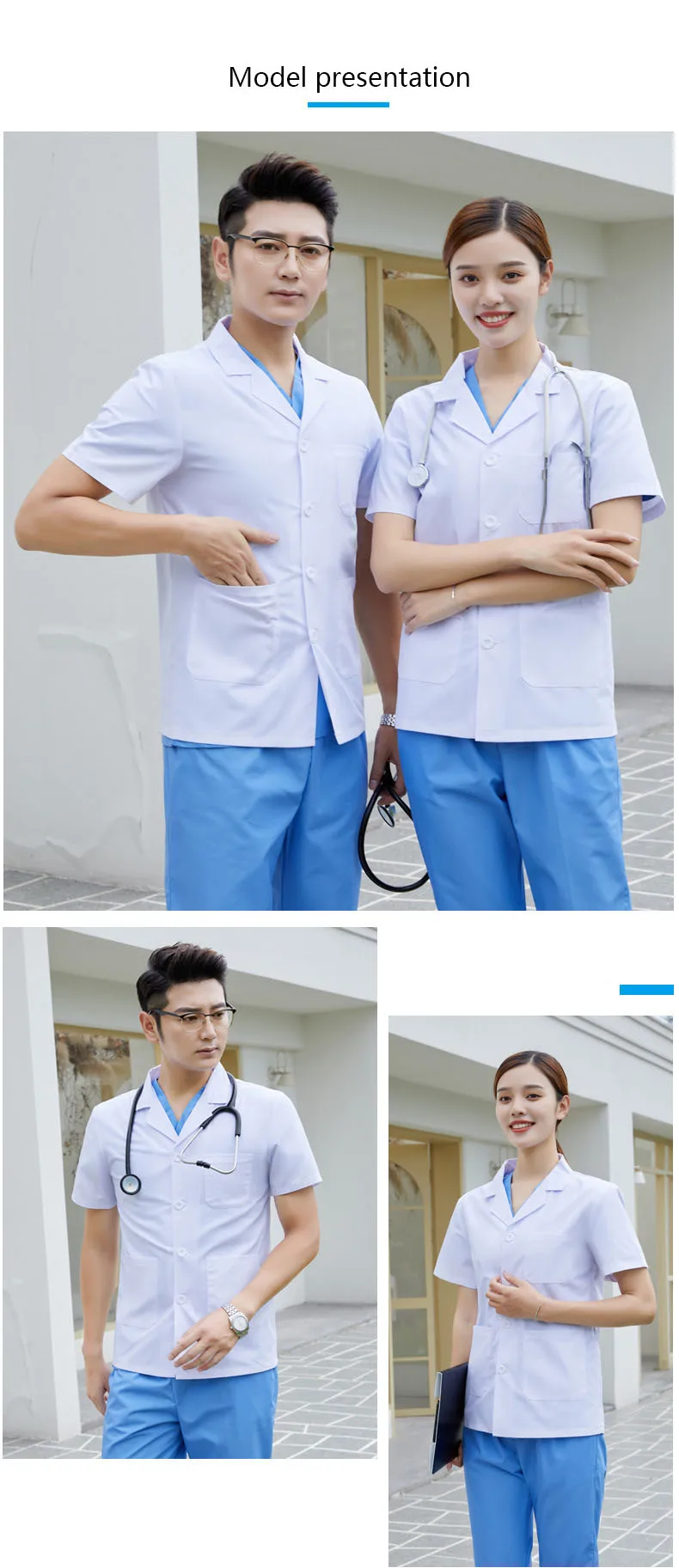 White Surgical Pajamas Doctor Smock Scrubs Uniform Nurse Scrubs Medical ...