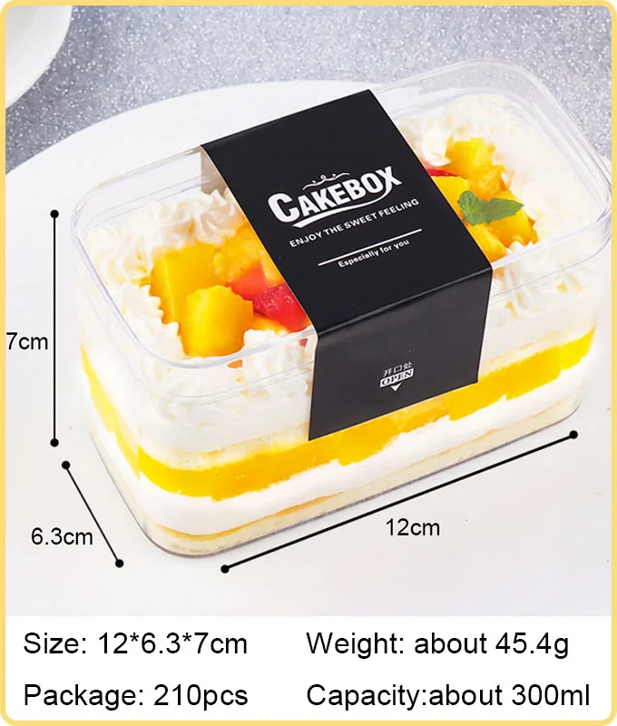 PS Rectangle Transparent Plastic Takeaway Candy CAKE Packing Container ...