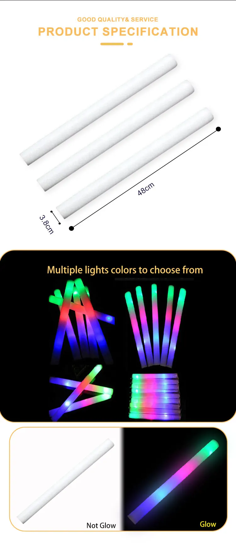 Custom Color Print LED Foam Light Sticks Glowing Wand for Wedding Party ...