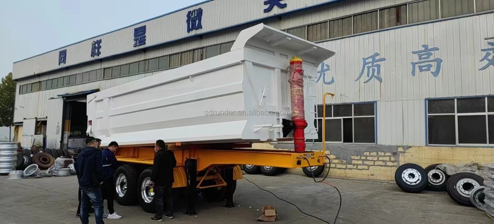 Heavy Duty Hydraulic Tipping Box Tipper Trailer With 60tons Mining ...