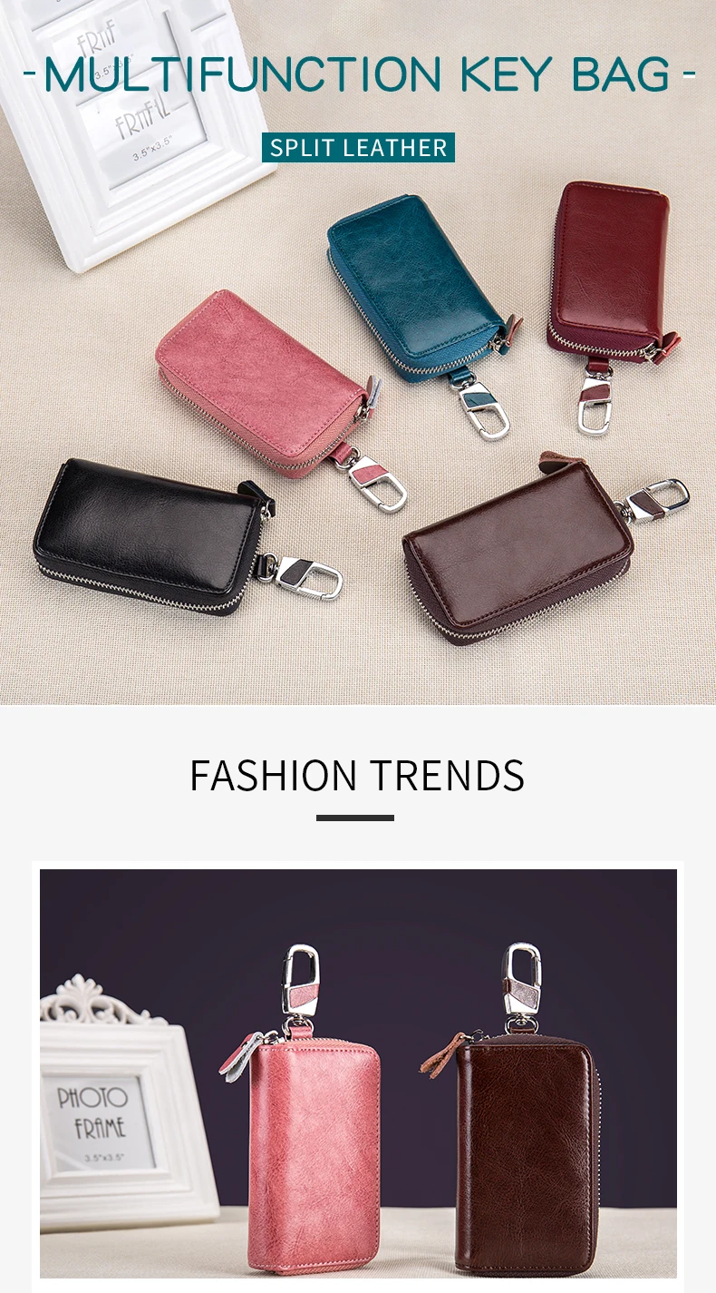 Accept Customized Logo Leather Key Bag,Multi-functional Large Capacity ...