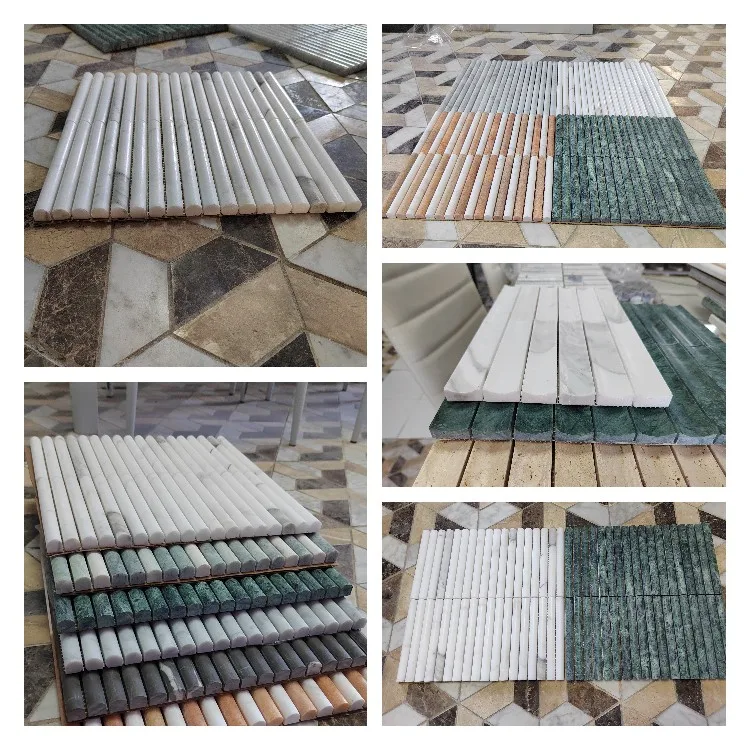Fluted Marble Calcutta Gold Marble Mosaic Tiles for Kitchen Backsplash