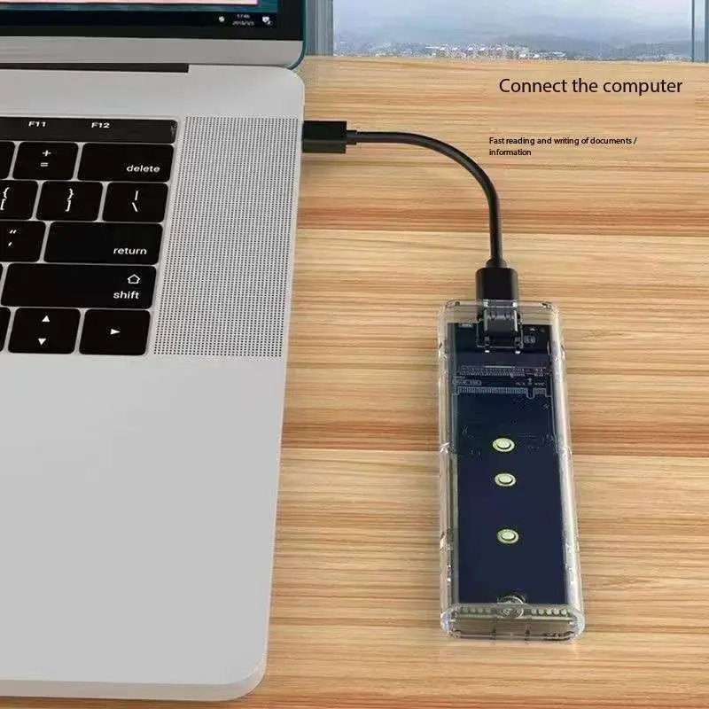 M.2 N NGFF SATA Dual Protocol SSD Case Clear USB Type C 10Gbps M2 SSD Transparent External ...