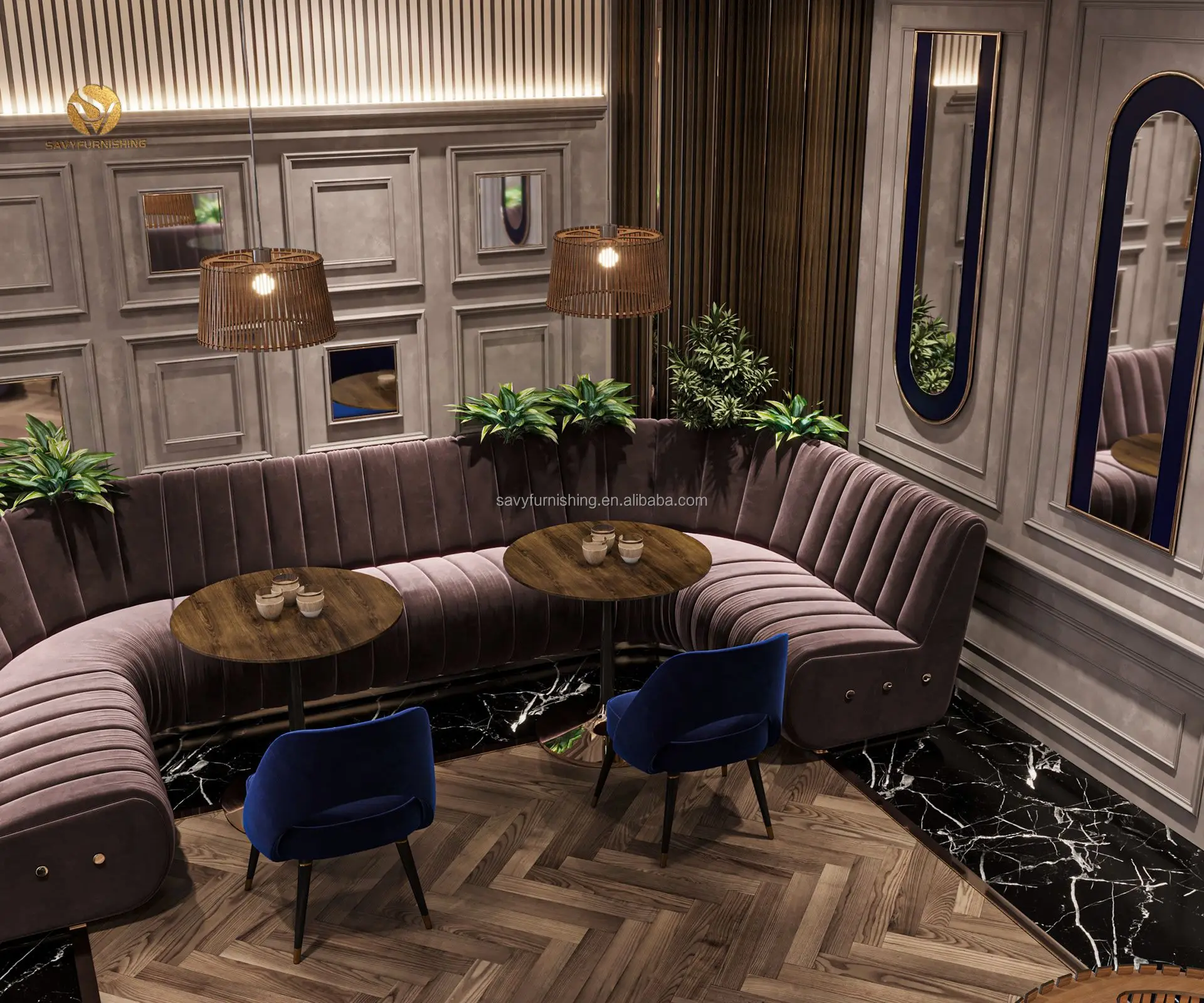 Modern Black Leather Booth Seating for Bar & Restaurant