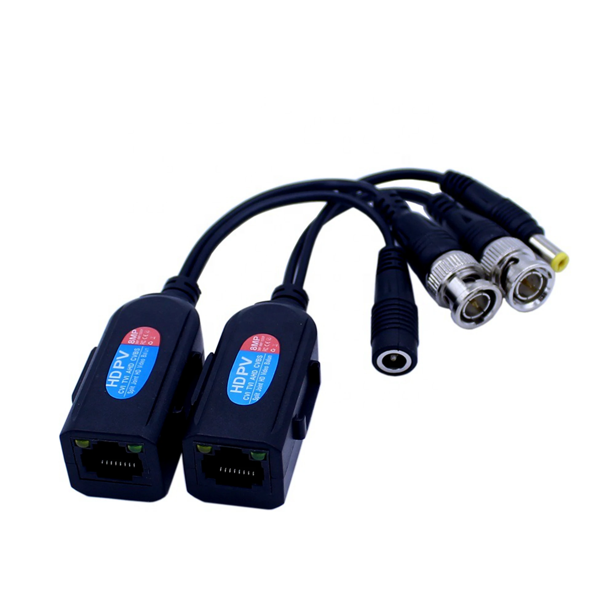 Bnc To Rj45 Cat5 Video + Data +power Balun Connector For Cctv Ptz ...