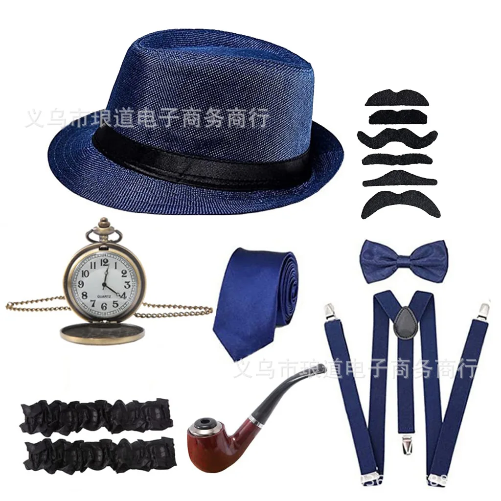 1920s Mens Costume With Great Gatsby Gangster Fedora Hat Pocket Watch ...